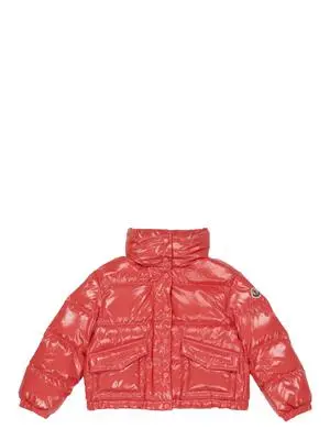 Moncler Padded Down Jacket With Logo Patch - Red