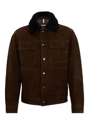 Hugo Boss Suede Trucker Jacket - Brown