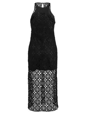 Off-White Crocheted Midi Dress - Black