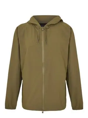Rains Rains Zip-Up Hooded Casual Jacket With Drawstring Green