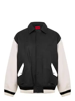 Hugo Boss Color-blocked Varsity Jacket - Black