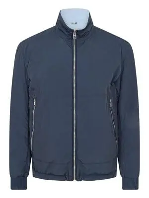 Hugo Boss Zip-up Casual Jacket With Stand Collar - Blue