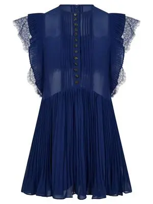 SELF-PORTRAIT Ruffled Mini Dress - Blue