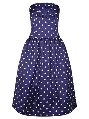 SELF-PORTRAIT Polka Corset Midi Dress - Blue