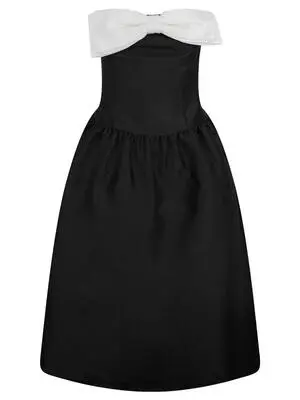 SELF-PORTRAIT Bow Detail Midi Dress - Black