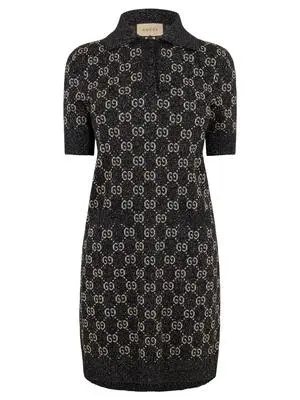 Gucci Gg Jacquard Cotton Dress - Black
