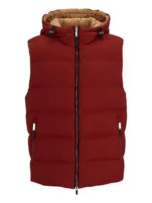 Hugo Boss Deep Quilted Hooded Gilet - Red