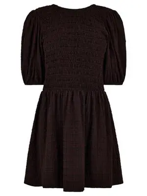 GANNI Short-sleeved Round Neck Dress - Black