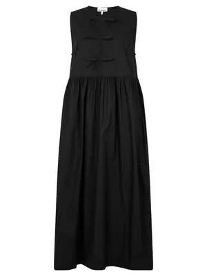 GANNI Sleeveless Maxi Dress With Bow Detail - Black
