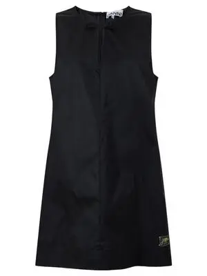 GANNI Sleeveless Round Neck Mini Dress - Black