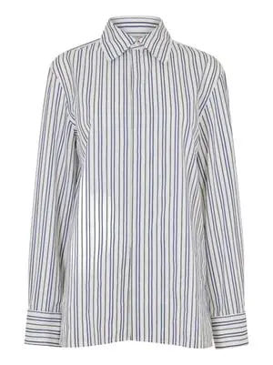 MARINE SERRE Striped Pattern Long-sleeve Shirt - White