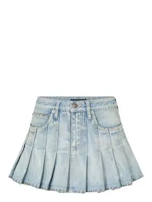 BALENCIAGA Balenciaga Pleated Denim Mini Skirt