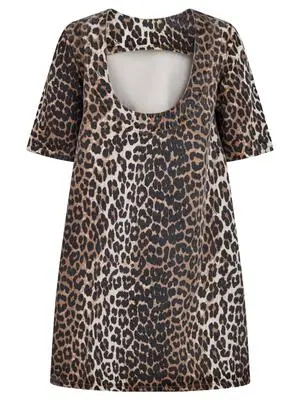 GANNI Ganni Leopard Print Shift Mini Dress