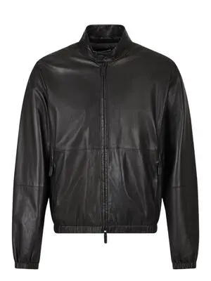 EMPORIO ARMANI Emporio Armani Textured Leather Bomber Jacket