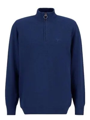 Barbour Barbour Long-Sleeved Half-Zip Knit Sweater Blue