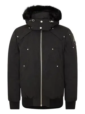 Moose Knuckles Hooded Down Bomber Jacket With Fur Trim - Black