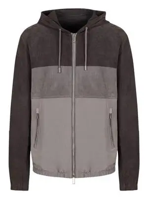EMPORIO ARMANI Emporio Armani Suede Colourblock Hooded Jacket