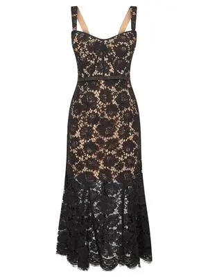 SELF-PORTRAIT Self-Portrait Black Lace Midi Dress