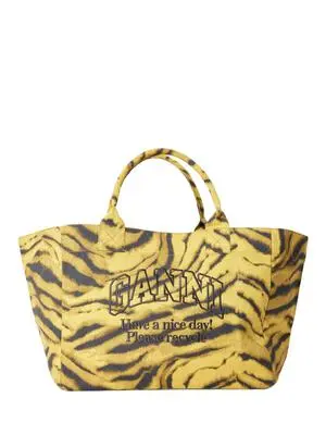 GANNI Xxl Logo Tote Bag - Yellow