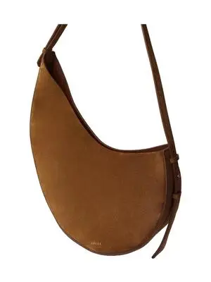 Soeur Suede Crescent Shoulder Bag Brown