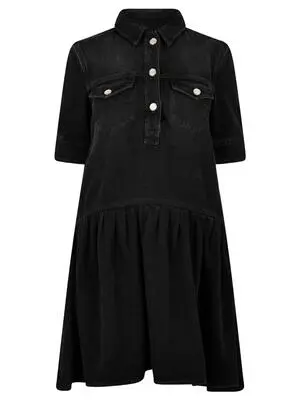GANNI Button-up Denim Mini Dress - Black