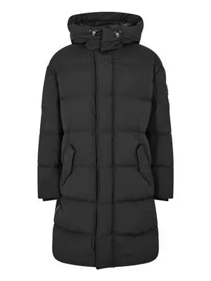 Moose Knuckles Mid-length Quilted Hooded Puffer Coat - Black