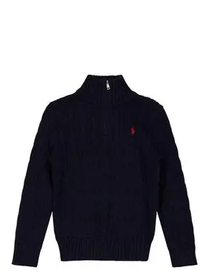 Polo Ralph Lauren Cable Knit Quarter Zip Pullover - Black