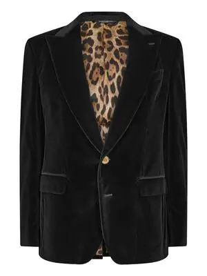 Dolce & Gabbana Velvet Single-breasted Blazer - Black