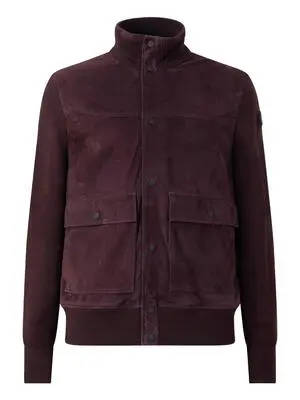 Moncler Moncler Suede Stand-Collar Jacket With Ribbed Trim Black