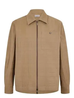 Burberry Tonal Check Zip-up Jacket - Brown