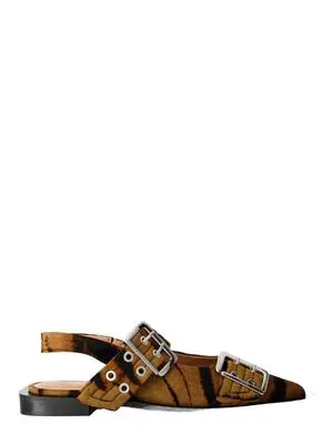 GANNI Buckle Ballerinas - Brown