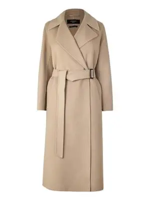 Max Mara Manu Wool Long Sleeve Longline Overcoat - Nude