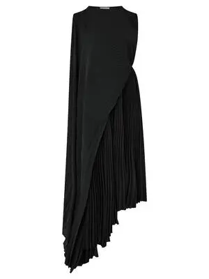 Balenciaga Asymmetrical Draped Cape Dress - Black