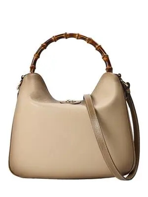 Gucci Bamboo Handle Satchel - Nude