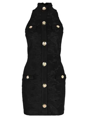 Balmain Sleeveless High Neck Mini Dress - Black