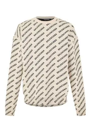 Balenciaga All-over Logo Crewneck Sweater - Nude