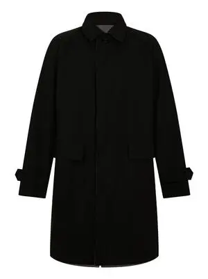 Hugo Boss Lapel Mid-length Single-breasted Trench Coat - Black