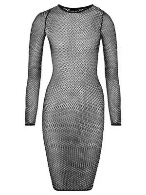 Balenciaga Long-sleeve Fishnet Bodycon Dress - Gray
