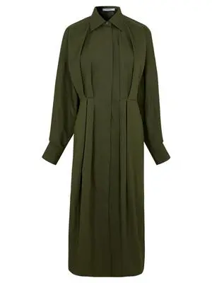 Givenchy Midi Shirt Dress With Tailored Pleats - Green