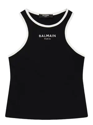 Balmain Logo Crew Neck Tank Top - Black