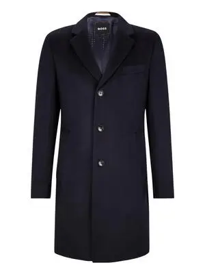 Hugo Boss Single-breasted Mid-length Coat - Black