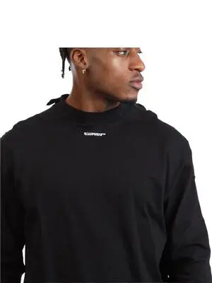 Off-White Long Sleeve Top With Unique Sleeve Detailing - Black