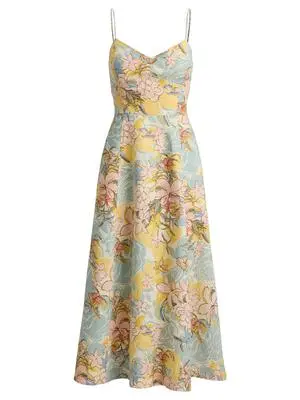 Ralph Lauren Floral Print Tea Length Dress - Nude