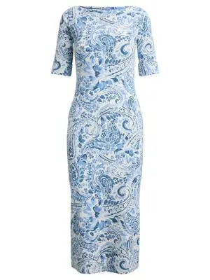 Ralph Lauren Paisley Print Midi Tea Dress - Blue