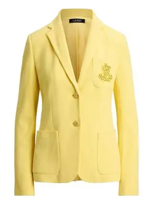 Ralph Lauren Ralph Lauren Classic Slim-Fit Cotton Blazer With Embroidered Emblem Yellow