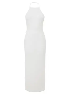 Jacquemus Halter Neck Backless Maxi Dress With Lace Details - White