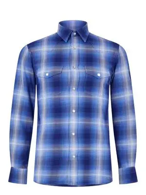 TOM FORD Western Long Sleeve Patterned Shirt - Blue