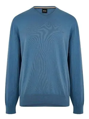Hugo Boss V-neck Fine Knit Sweater - Blue