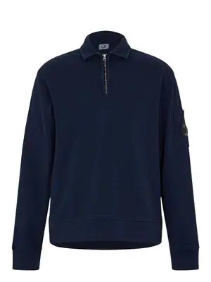 C.P. COMPANY Quarter Zip Fleece Sweatshirt - Black