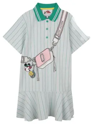 Marc Jacobs Striped Polo Dress With Mickey Mouse Graphic - Gray